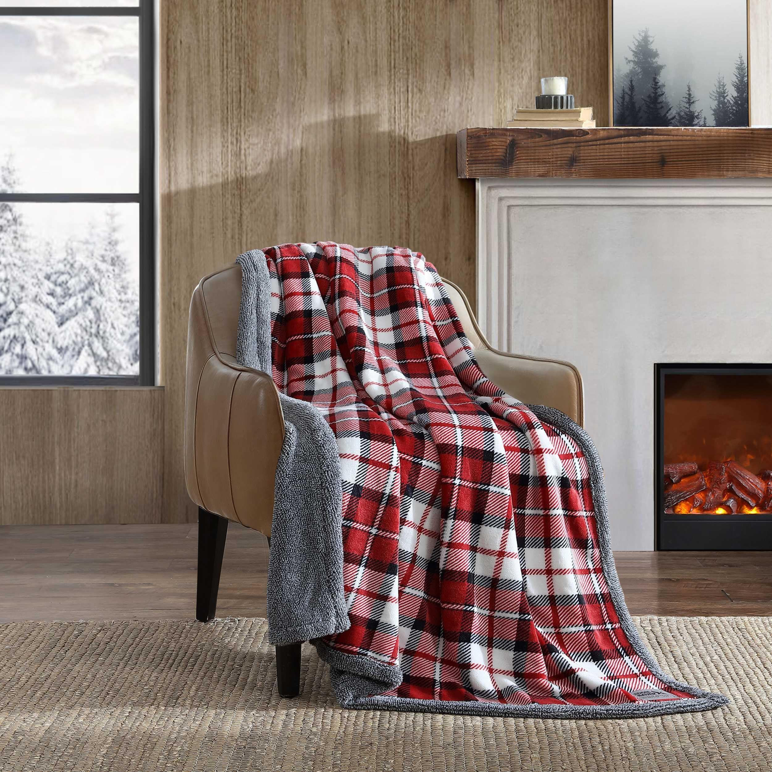 Amazon.com: Eddie Bauer - Throw Blanket, Reversible Sherpa Plush ...
