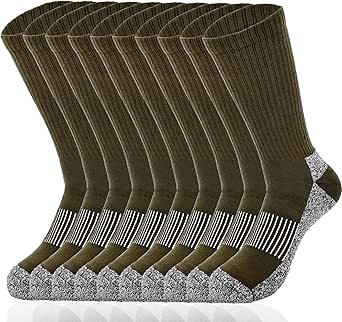 Amazon.com: 5 Pairs Mens Military Socks Army Green Hiking Socks Crew ...