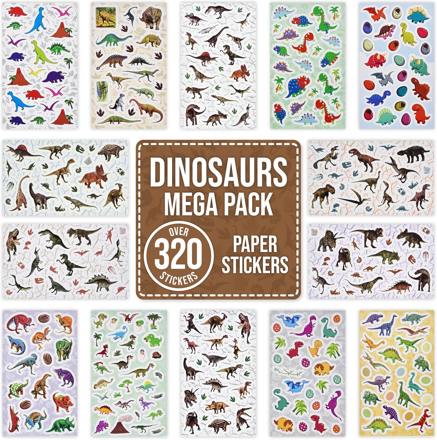 Dinosaur Stickers for Children to Scrapbook, Craft, Decorate - Over 320 ...
