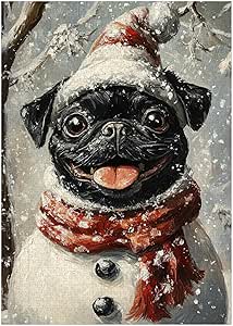 Amazon.com: Black Pug Snowman Jigsaw Puzzle 300/500/1000 Piece - Fun ...