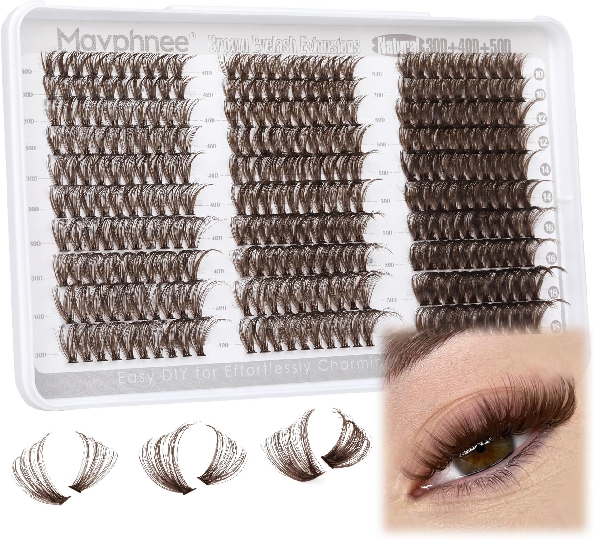 Amazon.com: Brown Lash Individuals 300 Pcs Dark Brown Lash Clusters ...