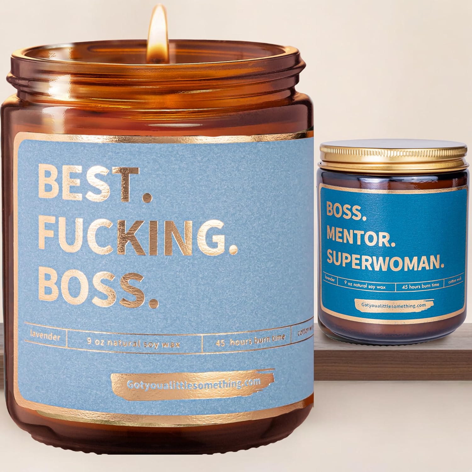 Amazon.com: Funny Boss Appreciation - Set of 2 Scented Candles for a ...