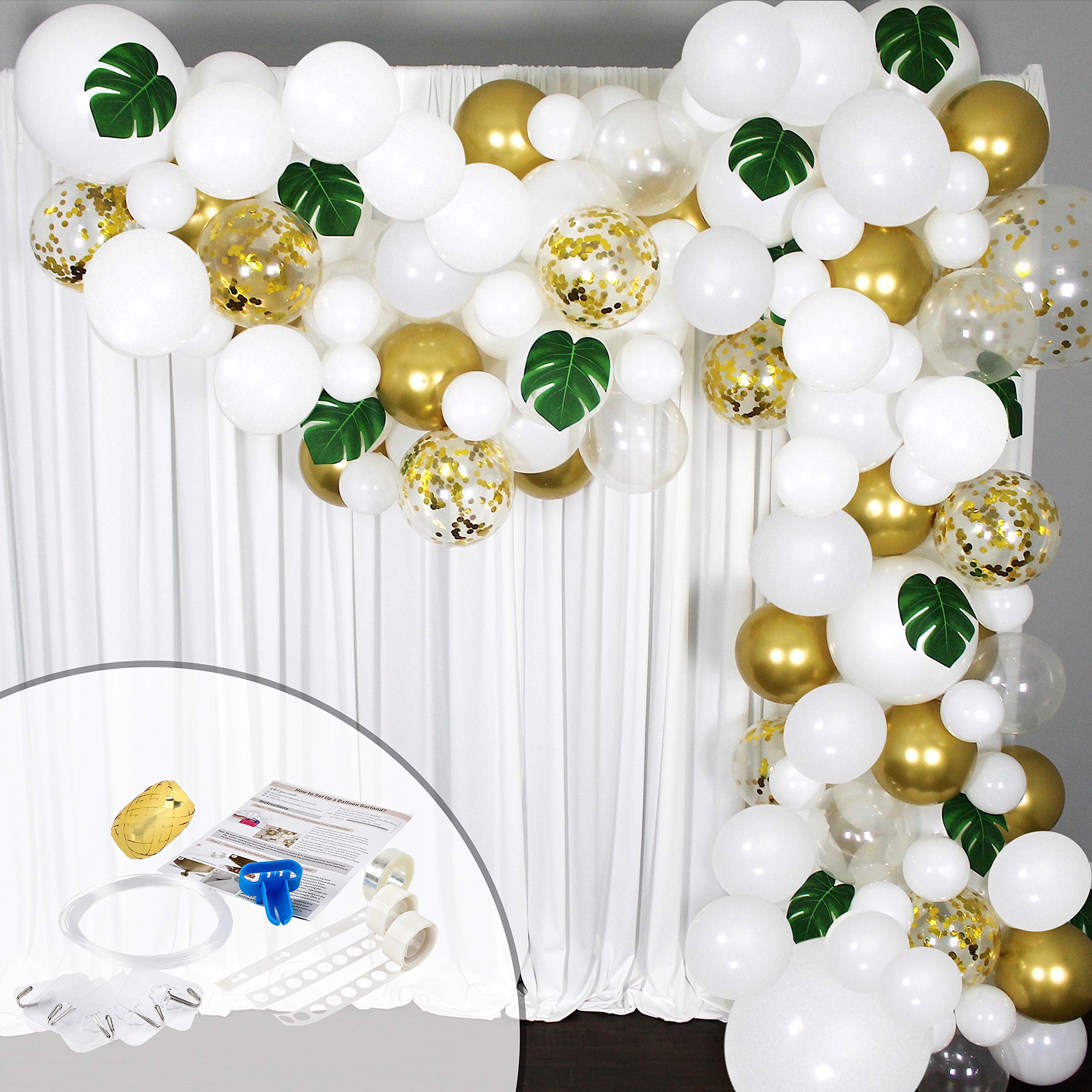 Buy Balloon Garland Arch Kit 16 Ft Long- 168 Pieces White, Gold and ...