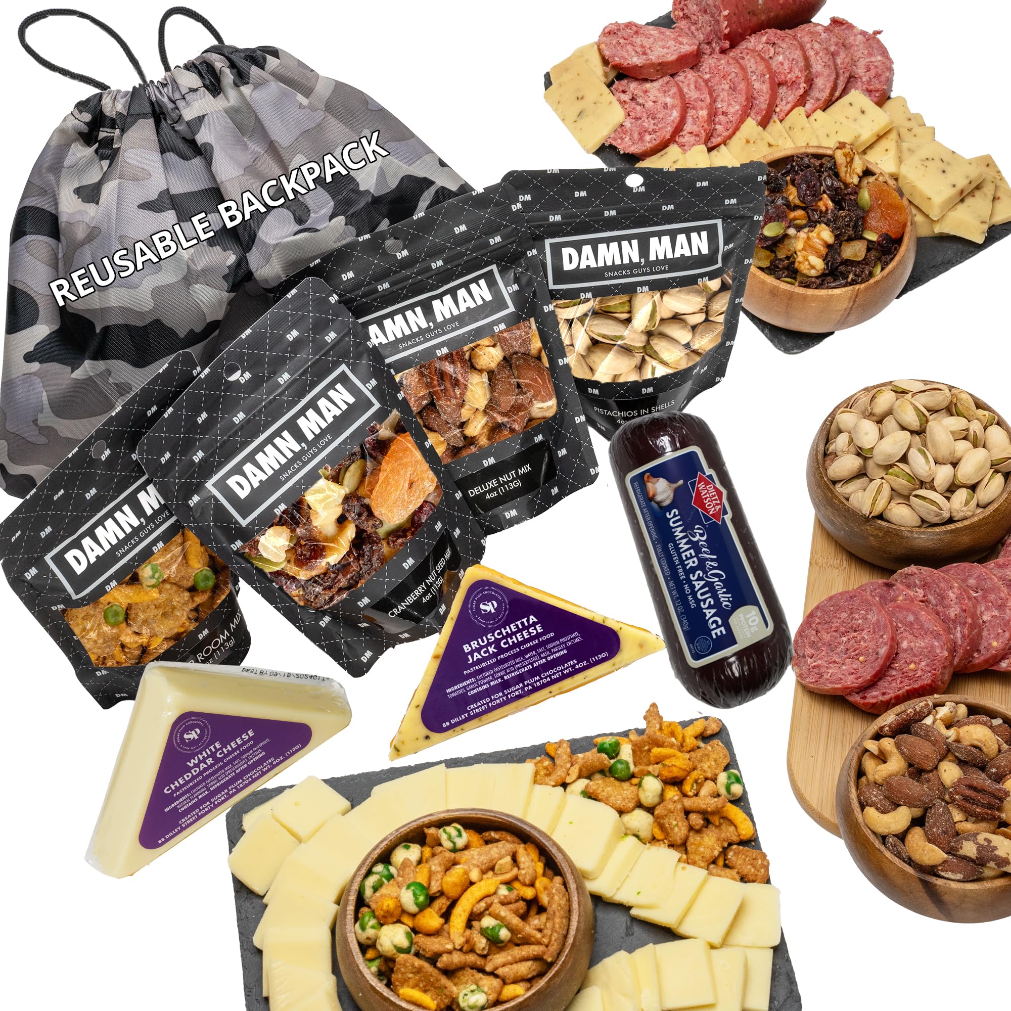 Amazon.com : Ultimate Food Gift Basket for Men - Over 2 lbs of Cheese ...