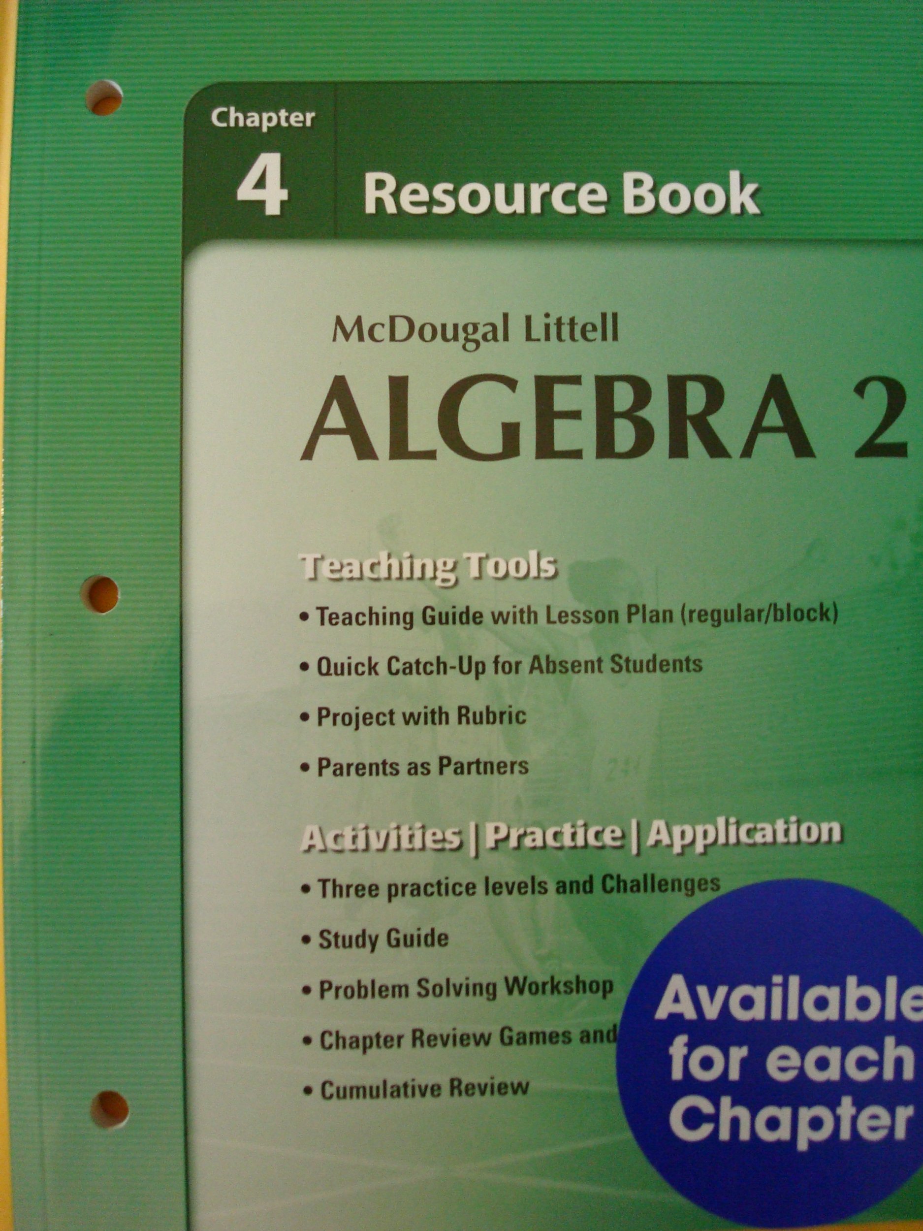 McDougal Littell Algebra 2 Chapter 4 Resource Book 2007: Larson ...