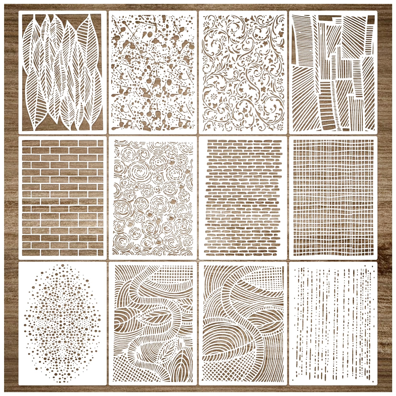 Amazon.com : Abstract Stencils for Crafts, Leopard Brick Dot Layering ...