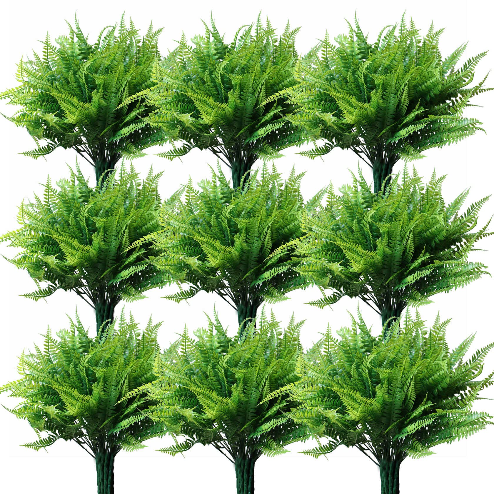 YXYQR 18PCS Outdoor Artificial Fern Plants UV Resistant Bulk Fake ...