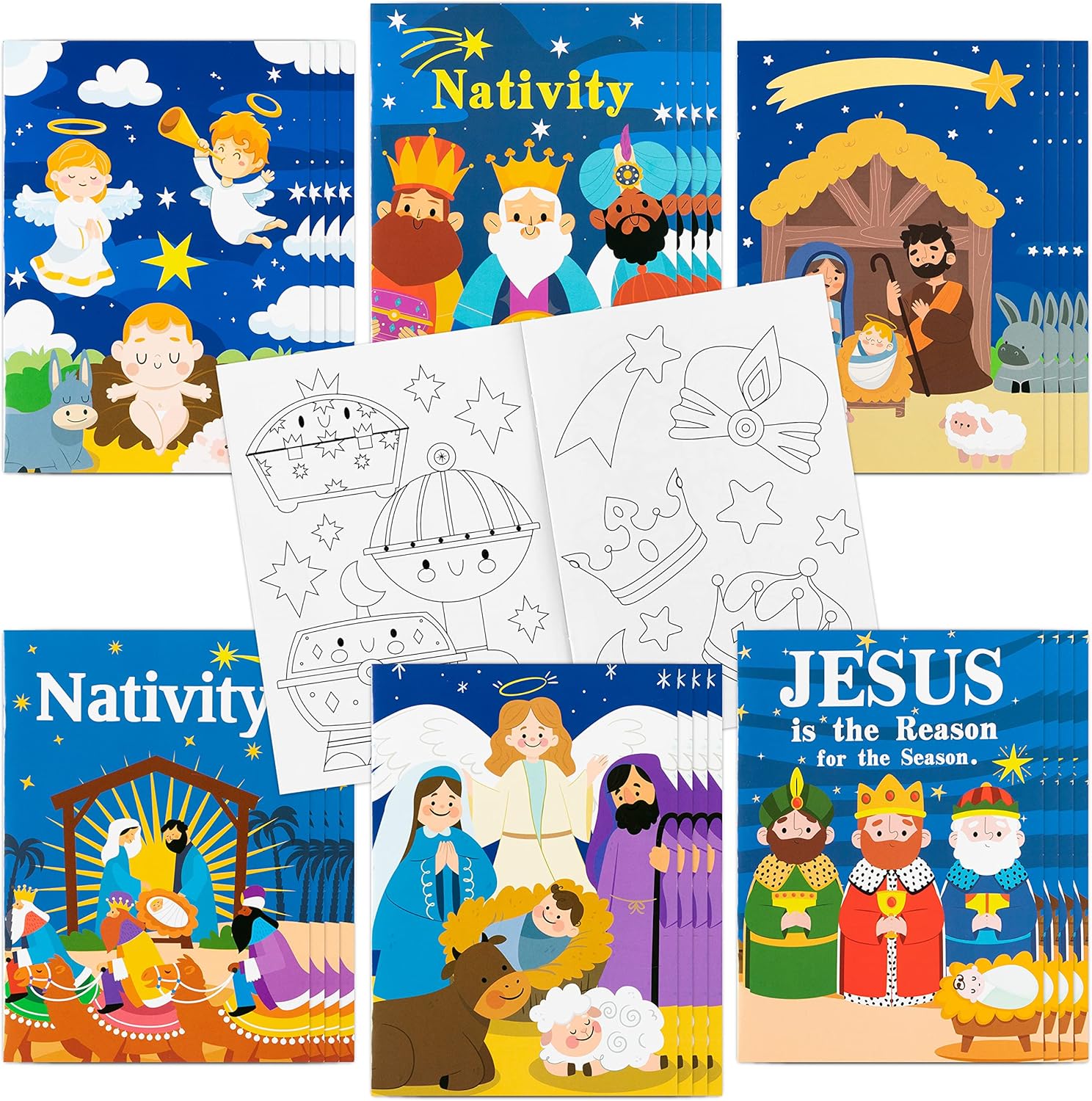 Amazon.com: Dvbonike 24Pcs Nativity Coloring Books Christian Theme DIY ...