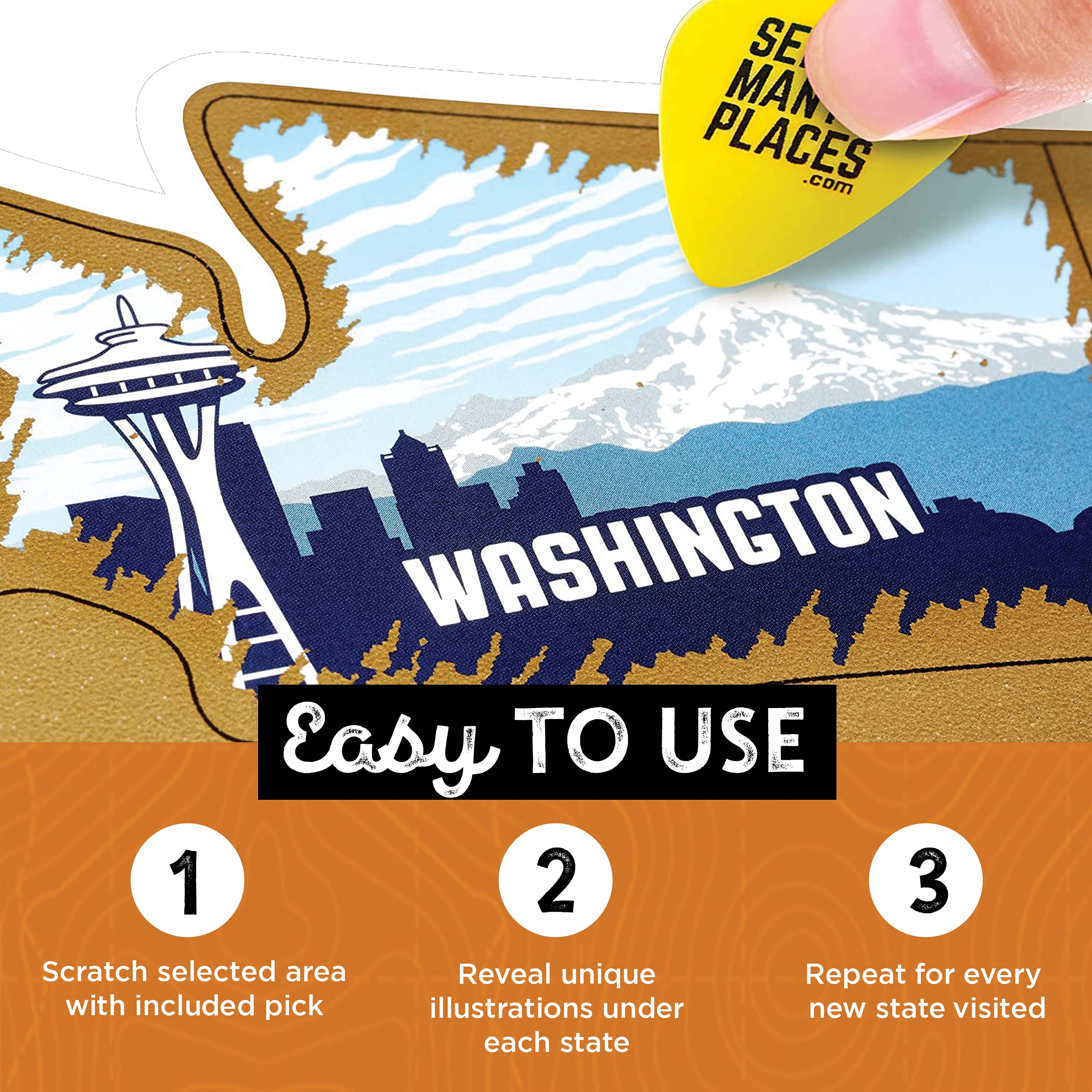 See Many Places Scratch Off Map of The United States, 28x22" Framable ...