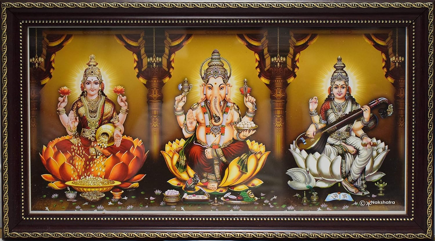 Puja N Pujari God Photo Frames Lakshmi Ganesh Saraswati Photo Frame For Wall Hanging With Good puja-n-pujari-god-photo-frames-lakshmi-ganesh-saraswati-photo-frame-for-wall-hanging-with-good