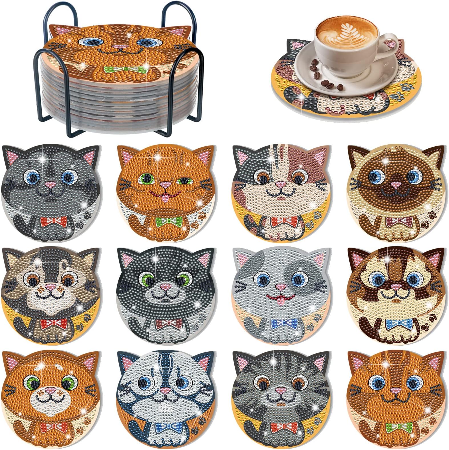 Amazon.com: 10 pcs Diamond Painting Coasters | Diamond Art Coasters ...