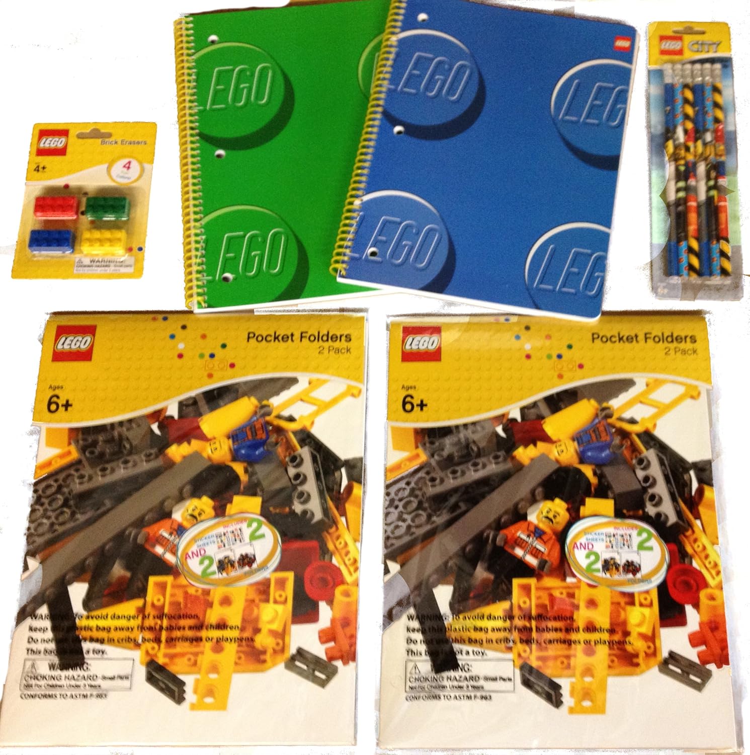 Amazon.com : Lego City School Supplies:2 Spiral Bound Lego Notebooks 4 ...