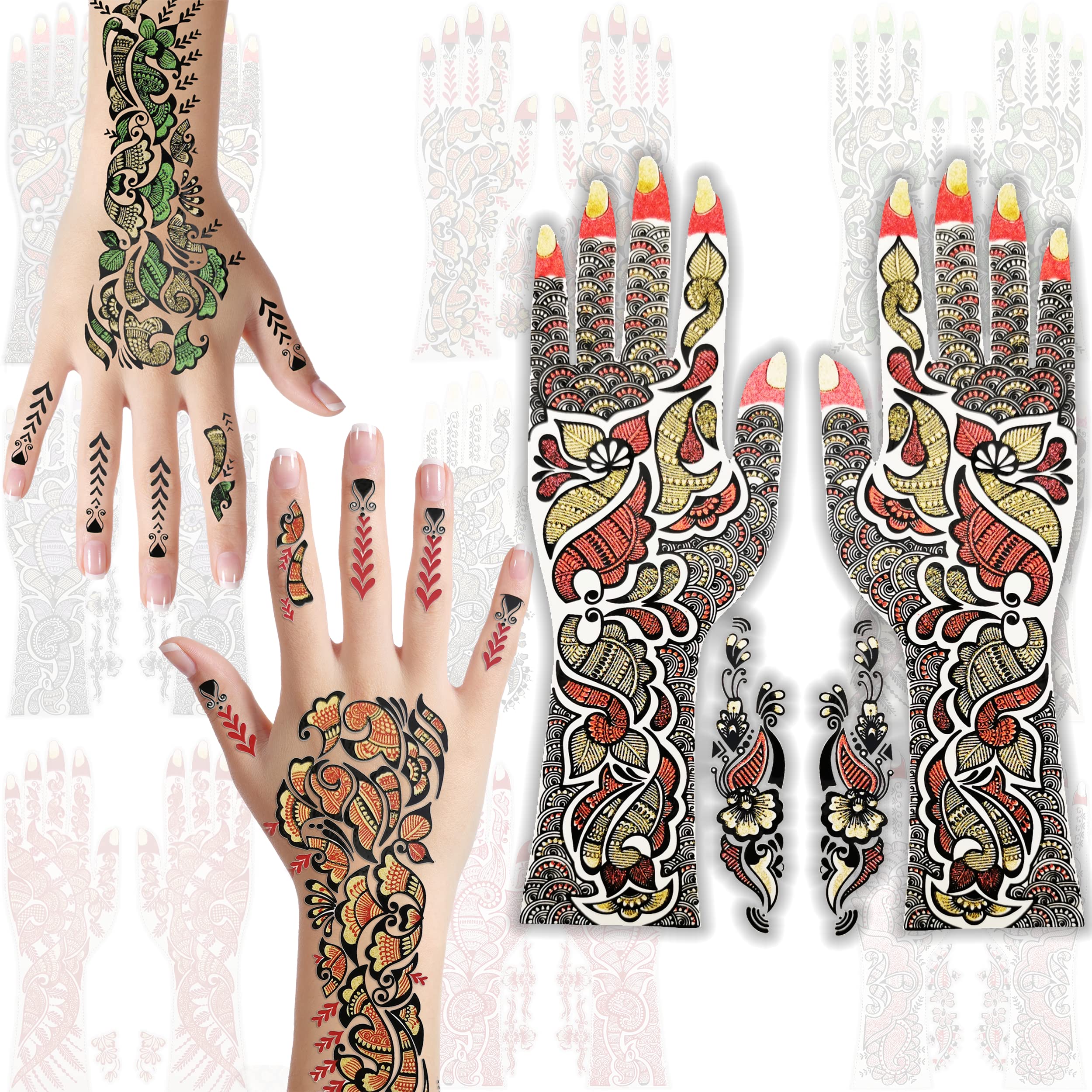 Henna Mehndi Hand Arm Temporary Tattoo Stick On Transfer Henna ...