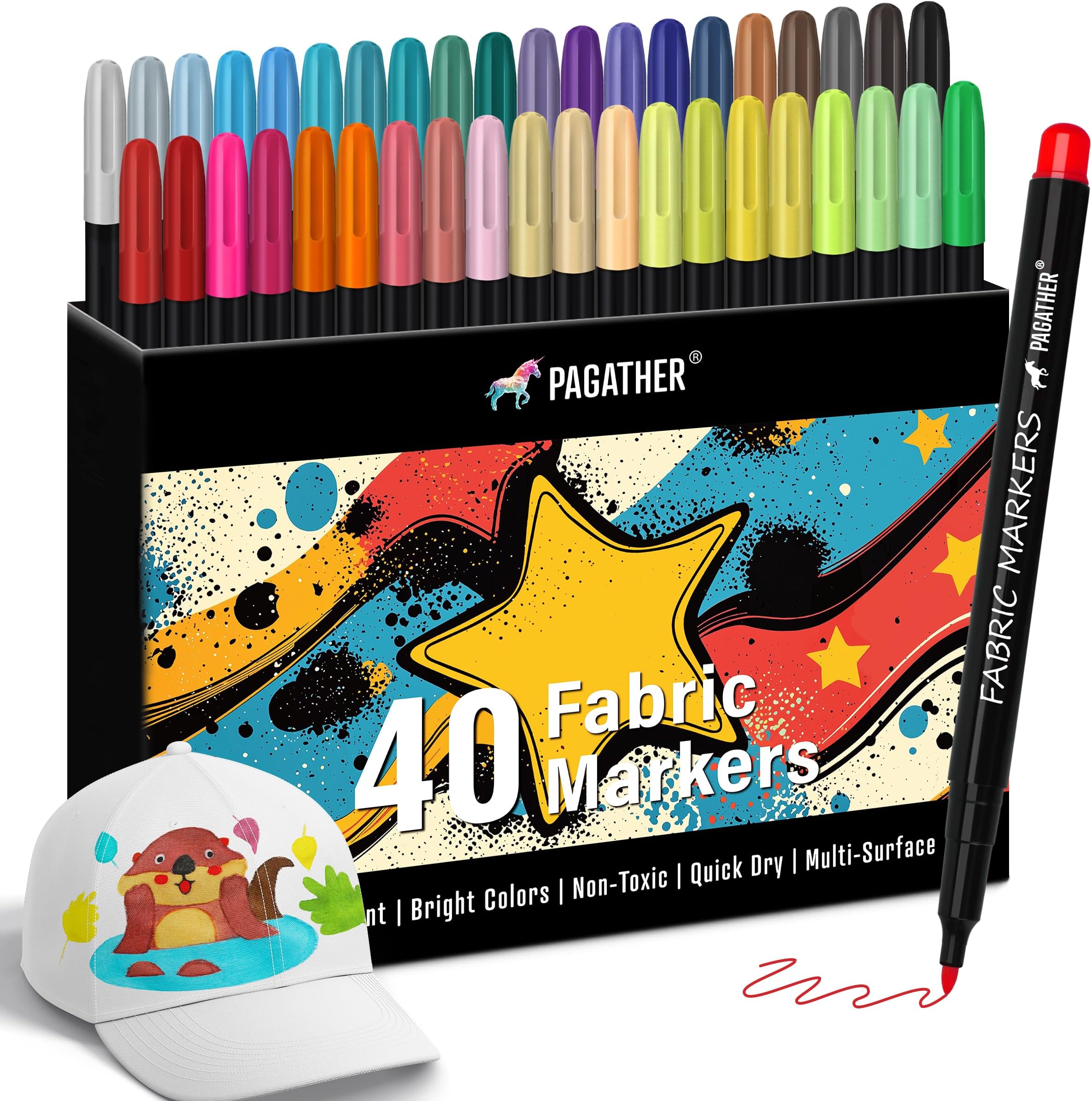 Amazon.com: Zenacolor 40 Fabric Markers Pens Set - Non Toxic, Indelible ...