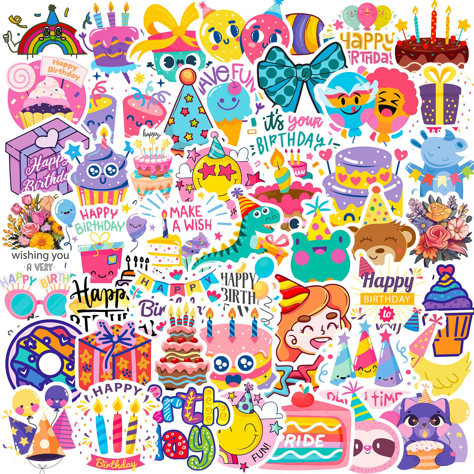 Amazon.com: Happy Birthday Stickers for Kids Birthday Party Stickers ...