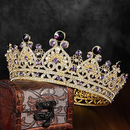 Amazon.com : Yfe Wedding Bridal Crown Purple Retro Vintage Crowns and ...