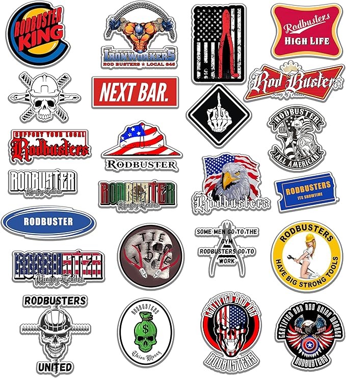 Amazon.com - Rodbusters 24 pcs Sticker Pack Laminated Vinyl Waterproof ...