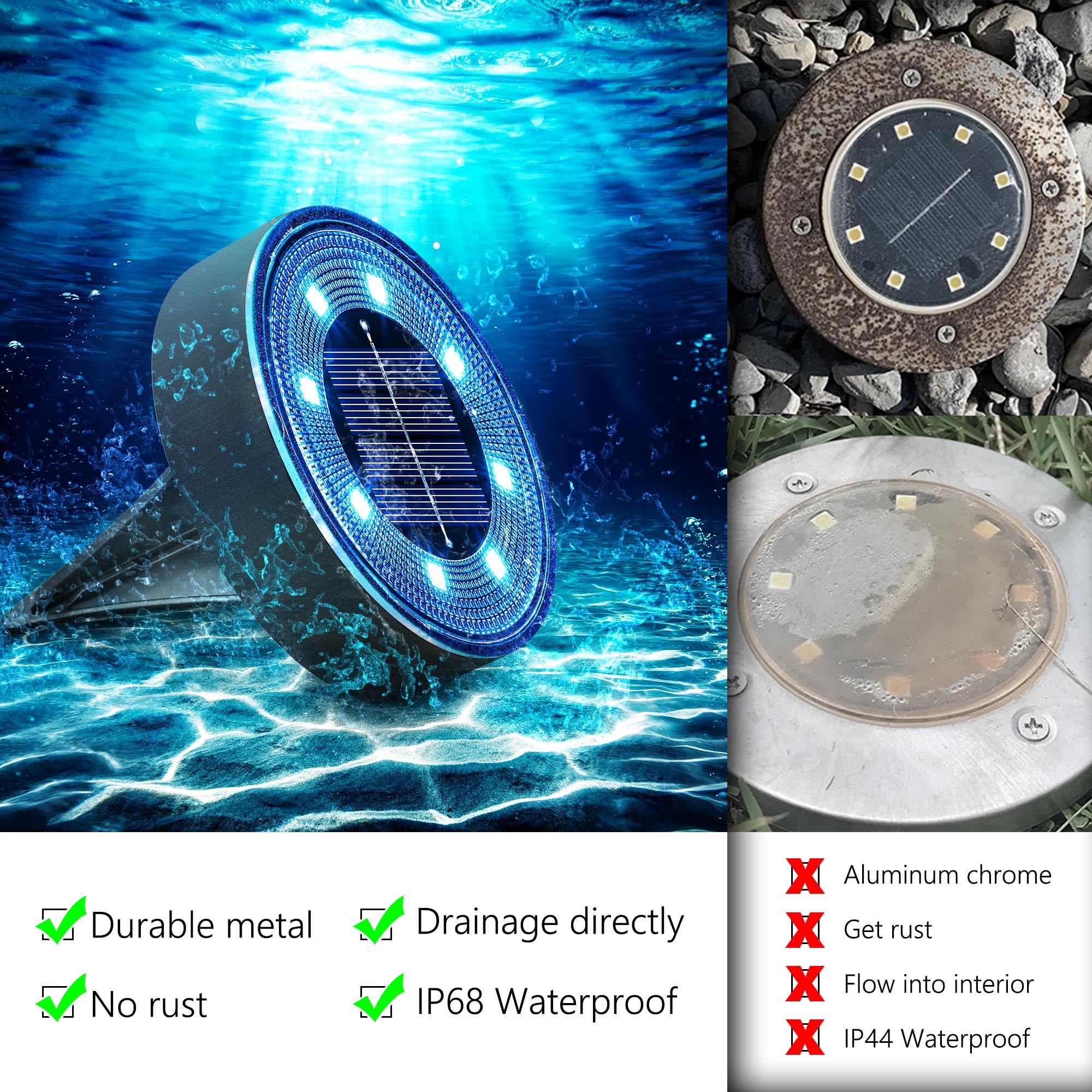 Snapklik.com : Joomer Solar Ground Lights, 4 Pack 8 LED Solar Lights ...