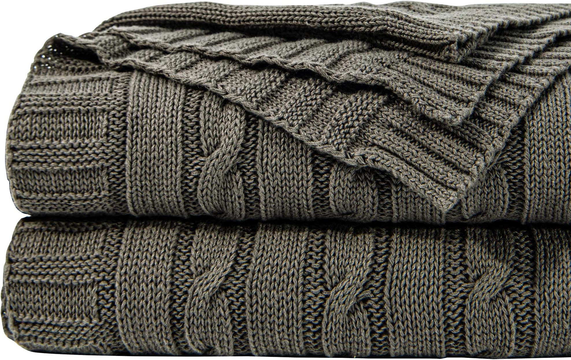 NTBAY 100% Pure Cotton Cable Knit Throw Blanket, Super Soft Warm ...