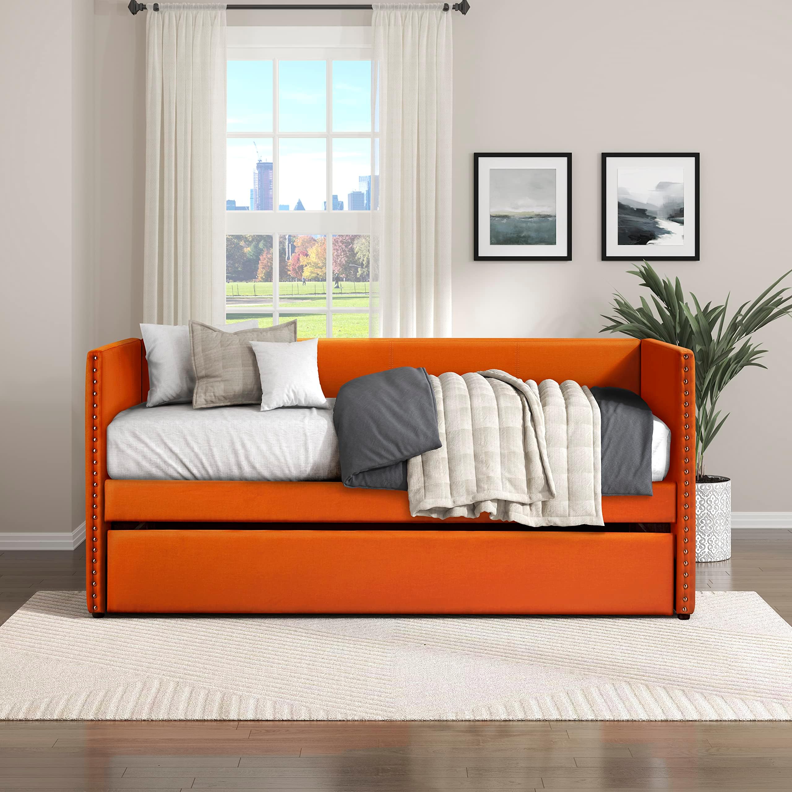Amazon.com: Lexicon Enning Daybed with Trundle, Twin/Twin, Orange ...