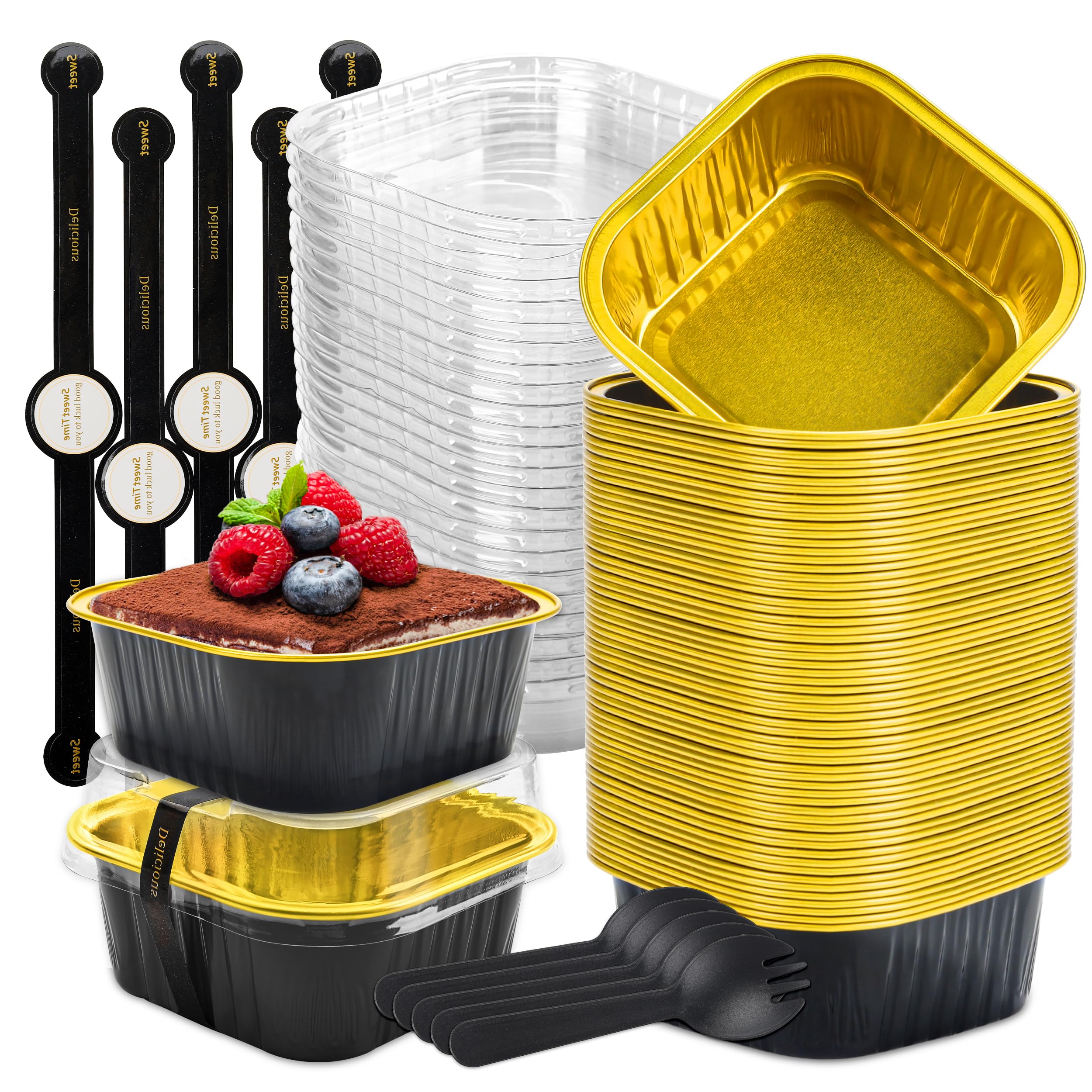 Amazon.com: LOKQING 50 Pack Mini Cake Pans with Lids and Spoons Small ...