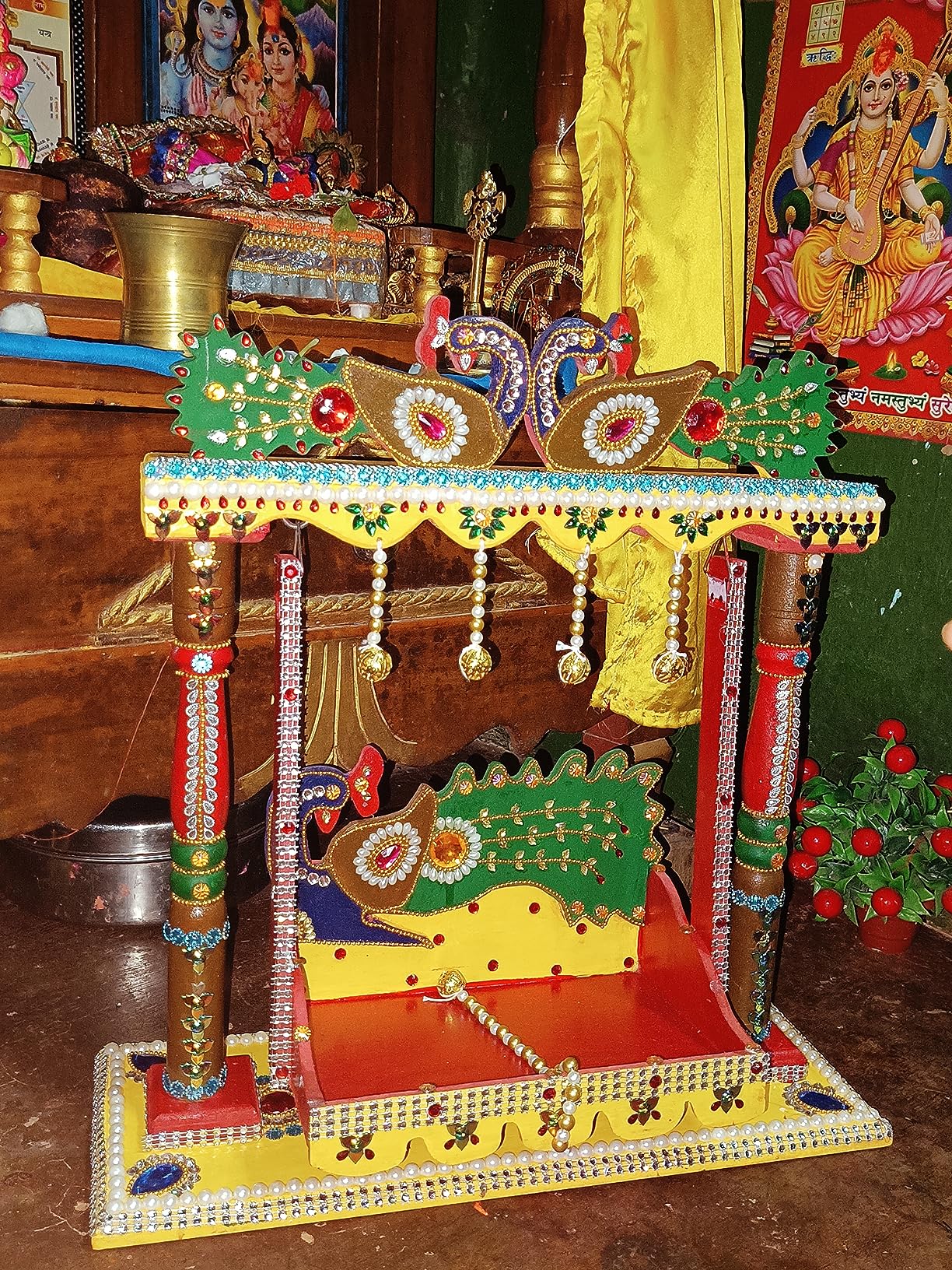 Handmade Heaven Beautiful Wooden Handicrafted Swing Jhula for Laddu ...