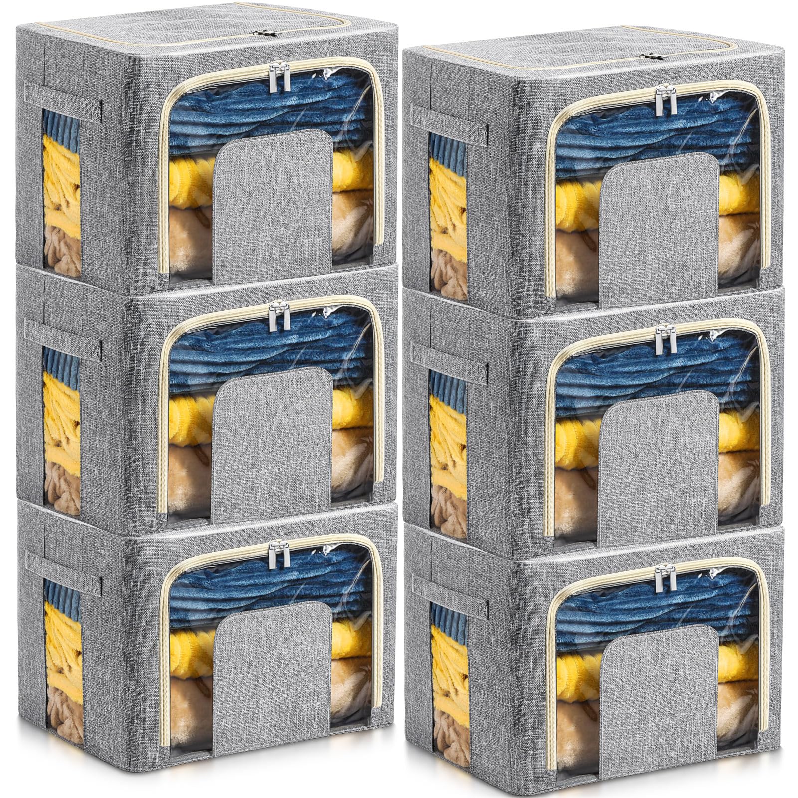 Amazon.com: Paterr 6 Pack 40L Stackable Clothing Storage Bins Sturdy ...