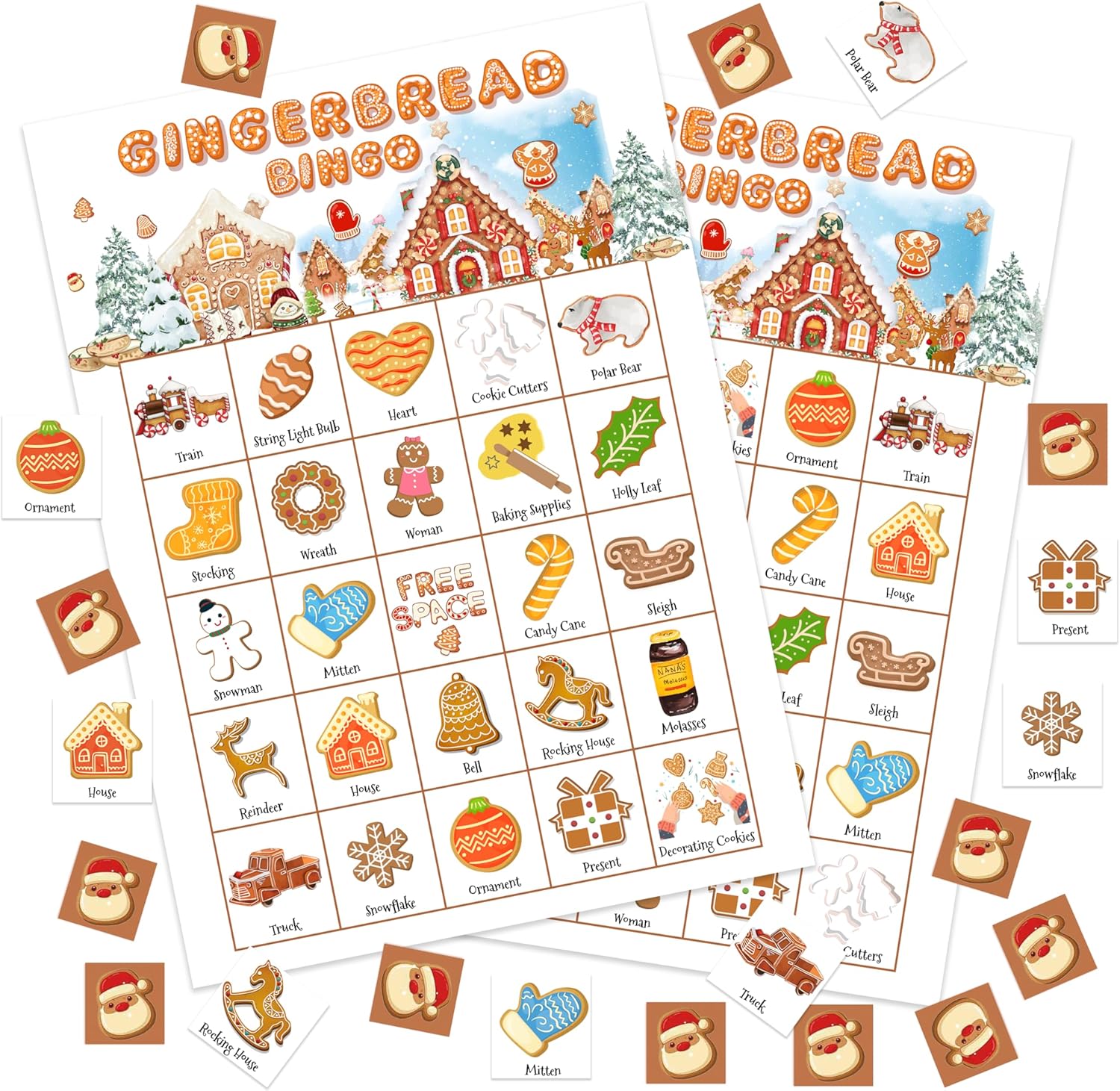 Amazon.com : Isfvqyub Gingerbread Bingo Game Cards, Winter Games for ...