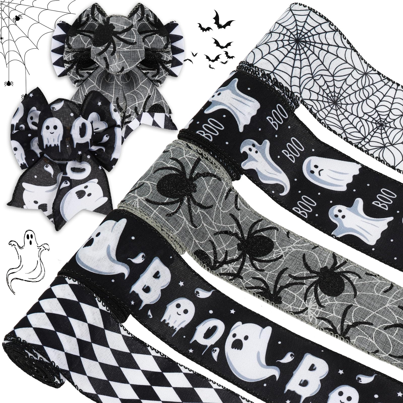 Amazon.com: AnyDesign 30 Yards Halloween Wired Edge Ribbon 5 Roll ...