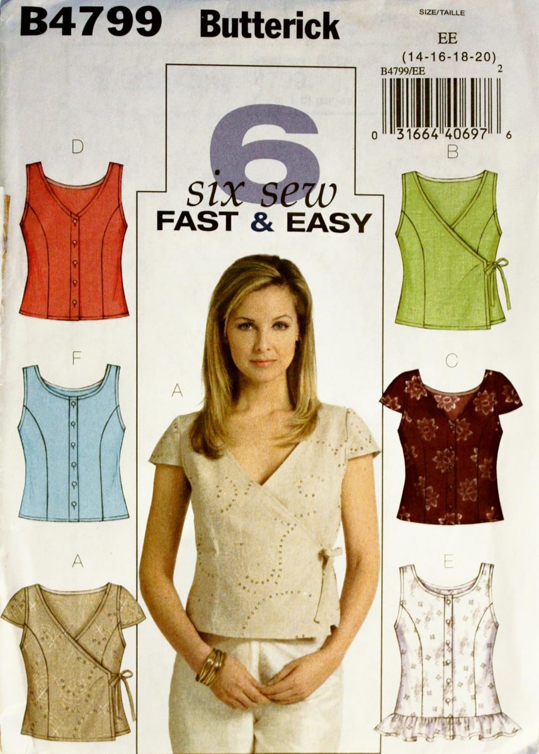 Amazon.com: OOP Butterick Pattern B4799 or 4799. Misses Szs 14,16,18,20 ...