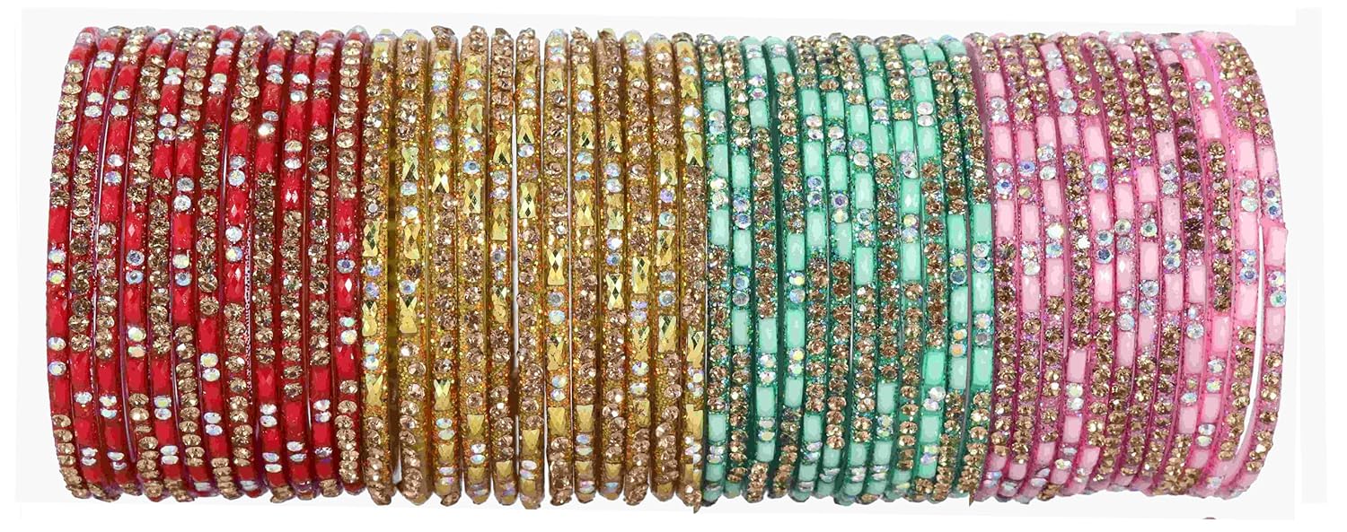 Buy LAVAZZA Multicolour Glass Bangles For Women & Girls with Zircon ...