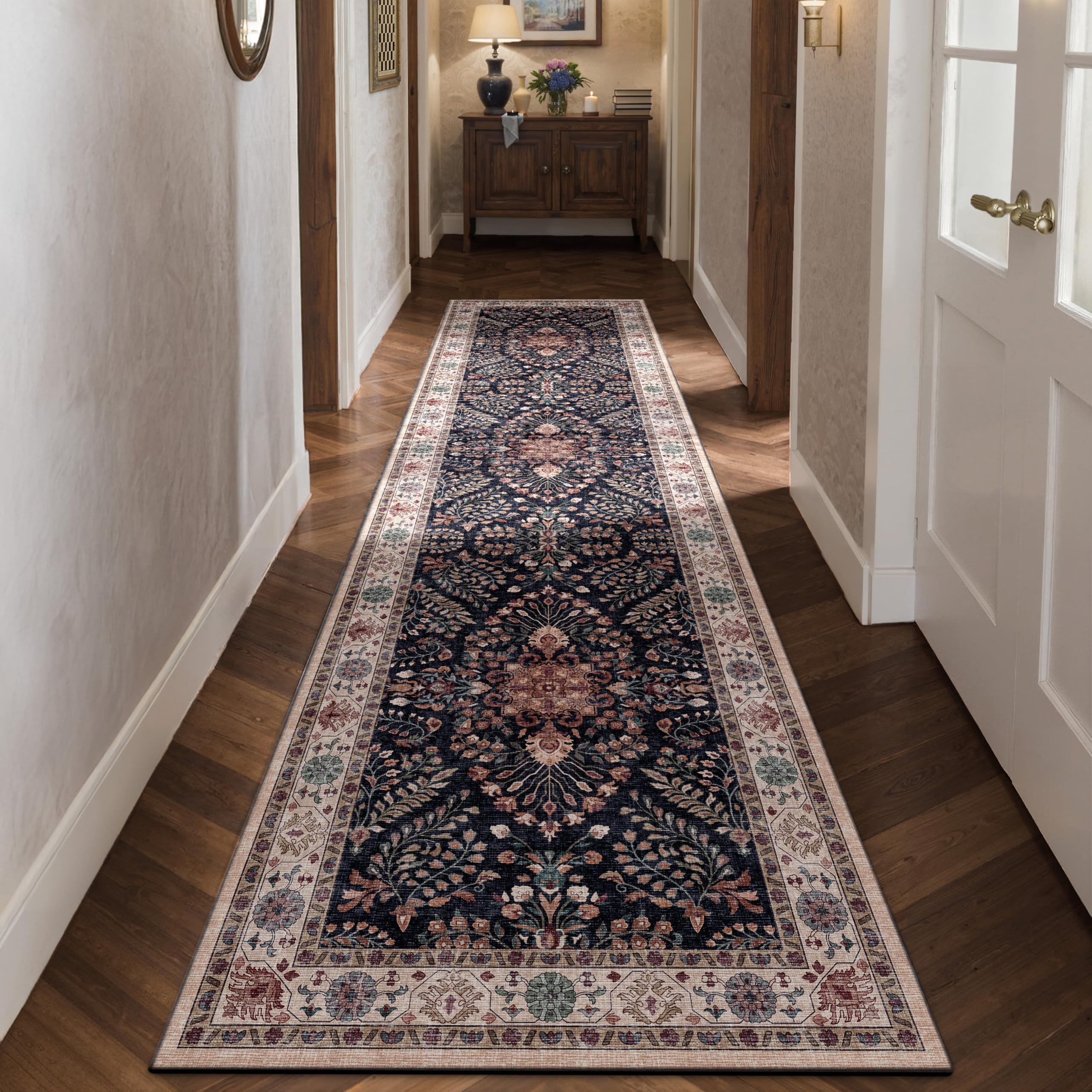 Amazon.com: HUGEAR 2x8 Runner Rug Machine Washable Black Hallway Area ...