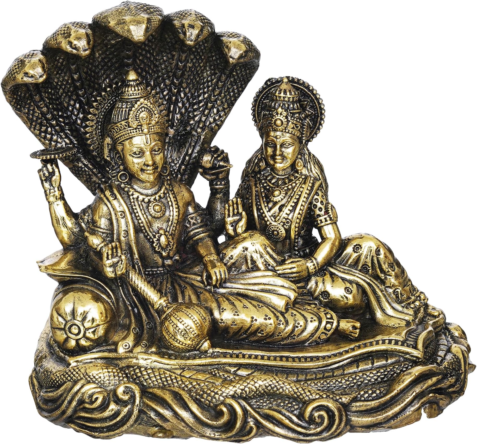 Buy The Spiritual Living Pure Brass Vishnu Laxmi Idol | 3 Inch | Vishnu ...