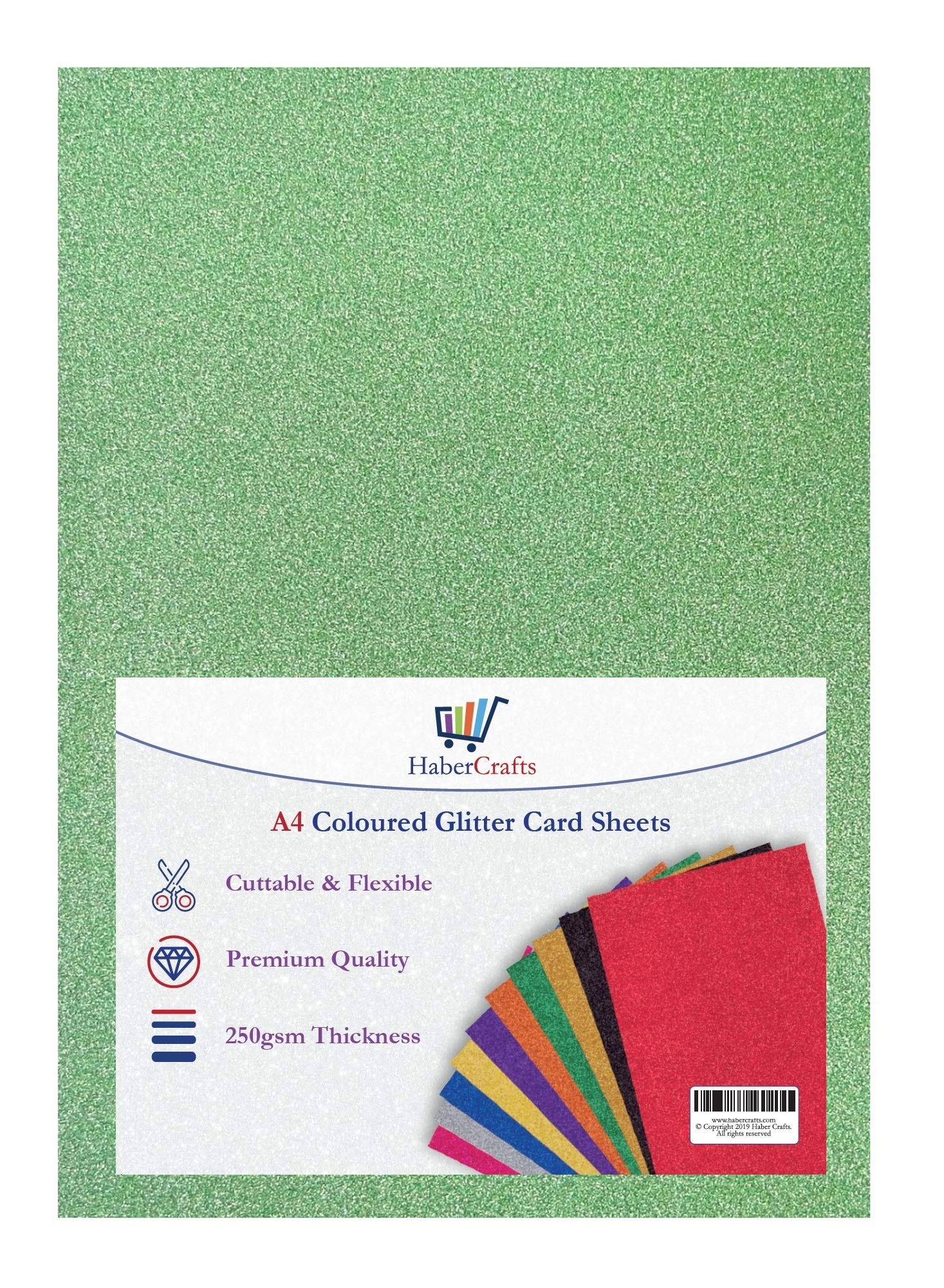 Green Glitter Sparkle Card A4 No Mess Glittery Craft Card Sheets 250gsm ...