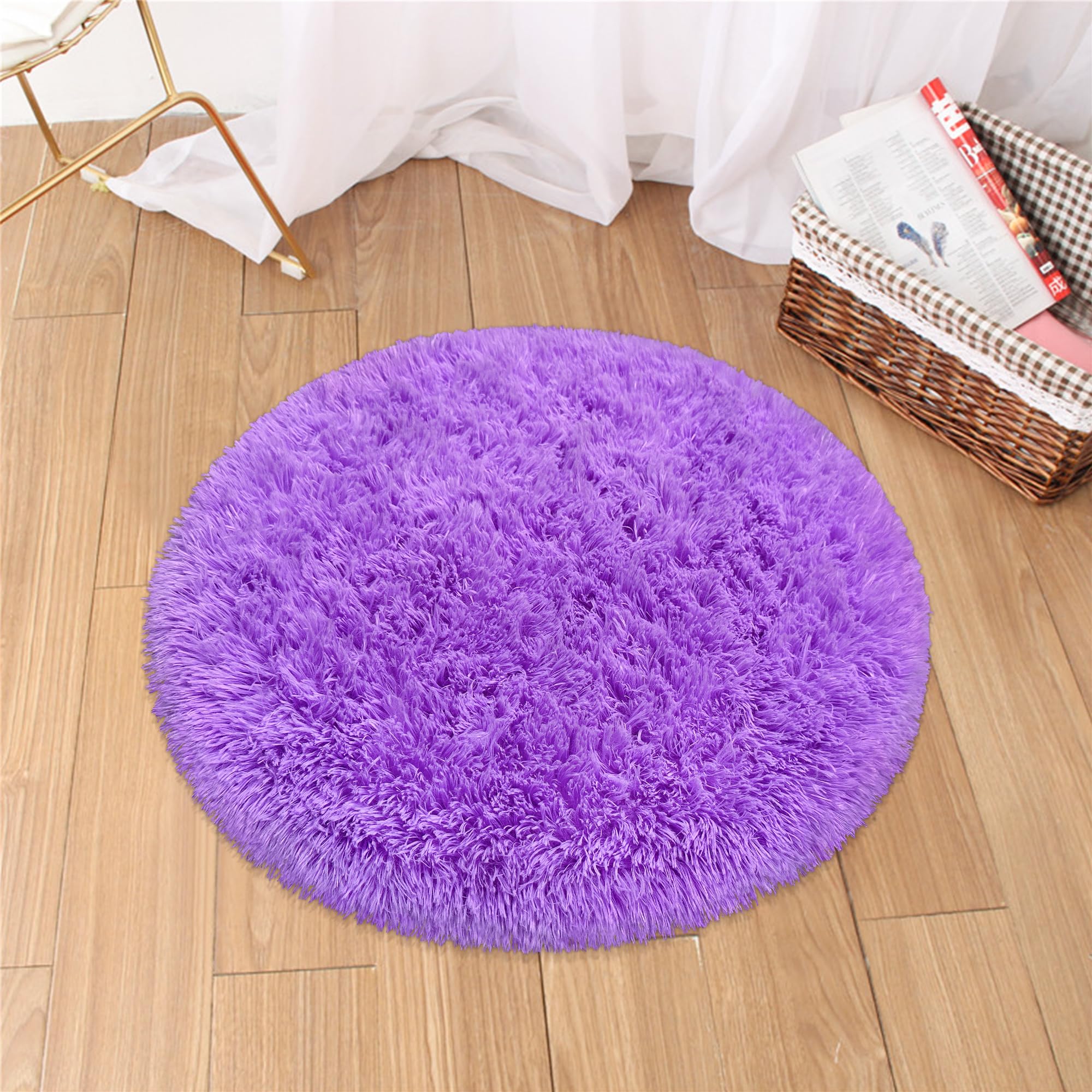 Amazon.com: Fixseed Small Rug for Bedroom Purple Circle Rug 2 Ft Shag ...