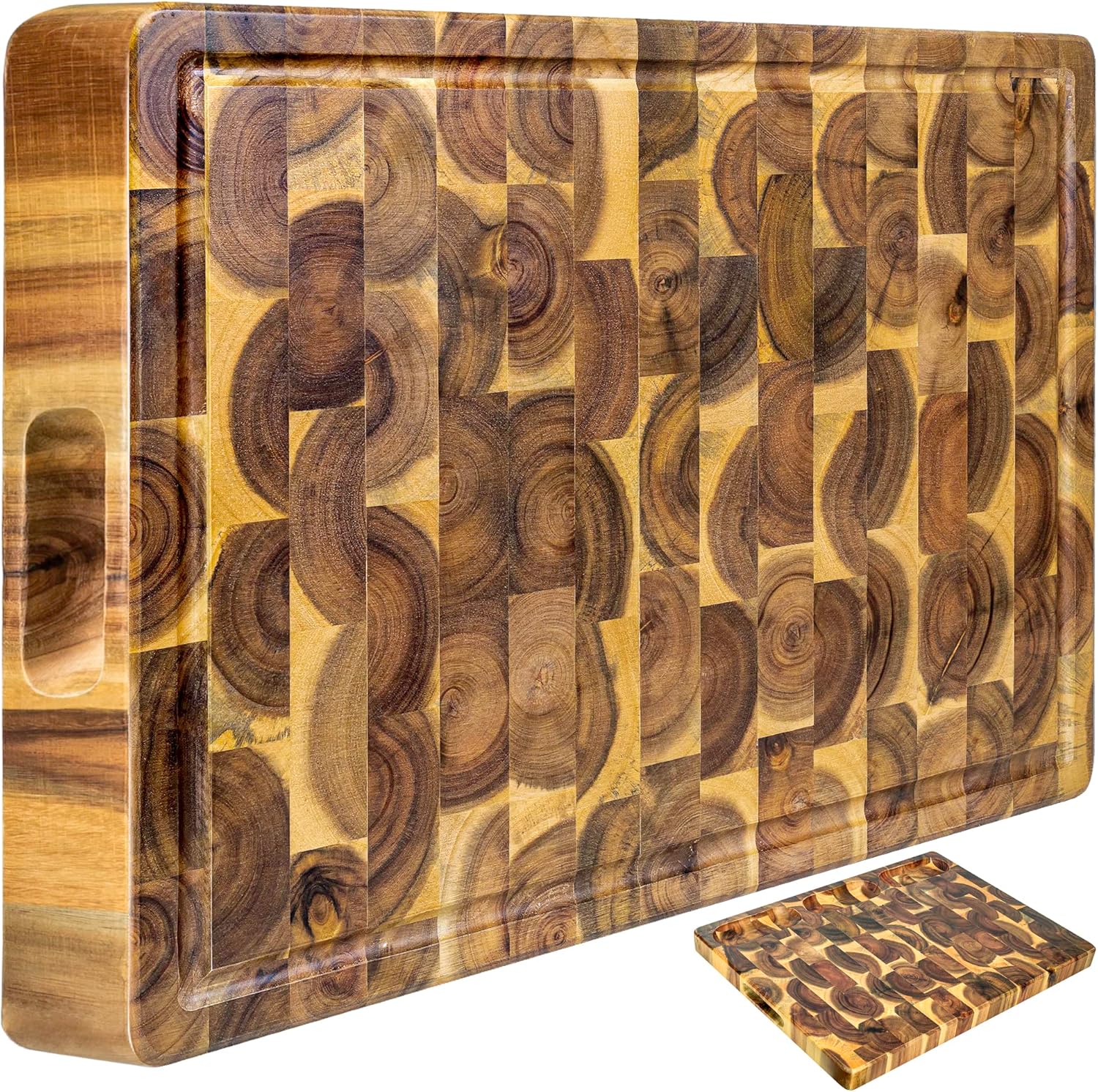 Amazon.com: XL Acacia End Grain Wood Cutting Board (20x15x1.5in) Acacia ...