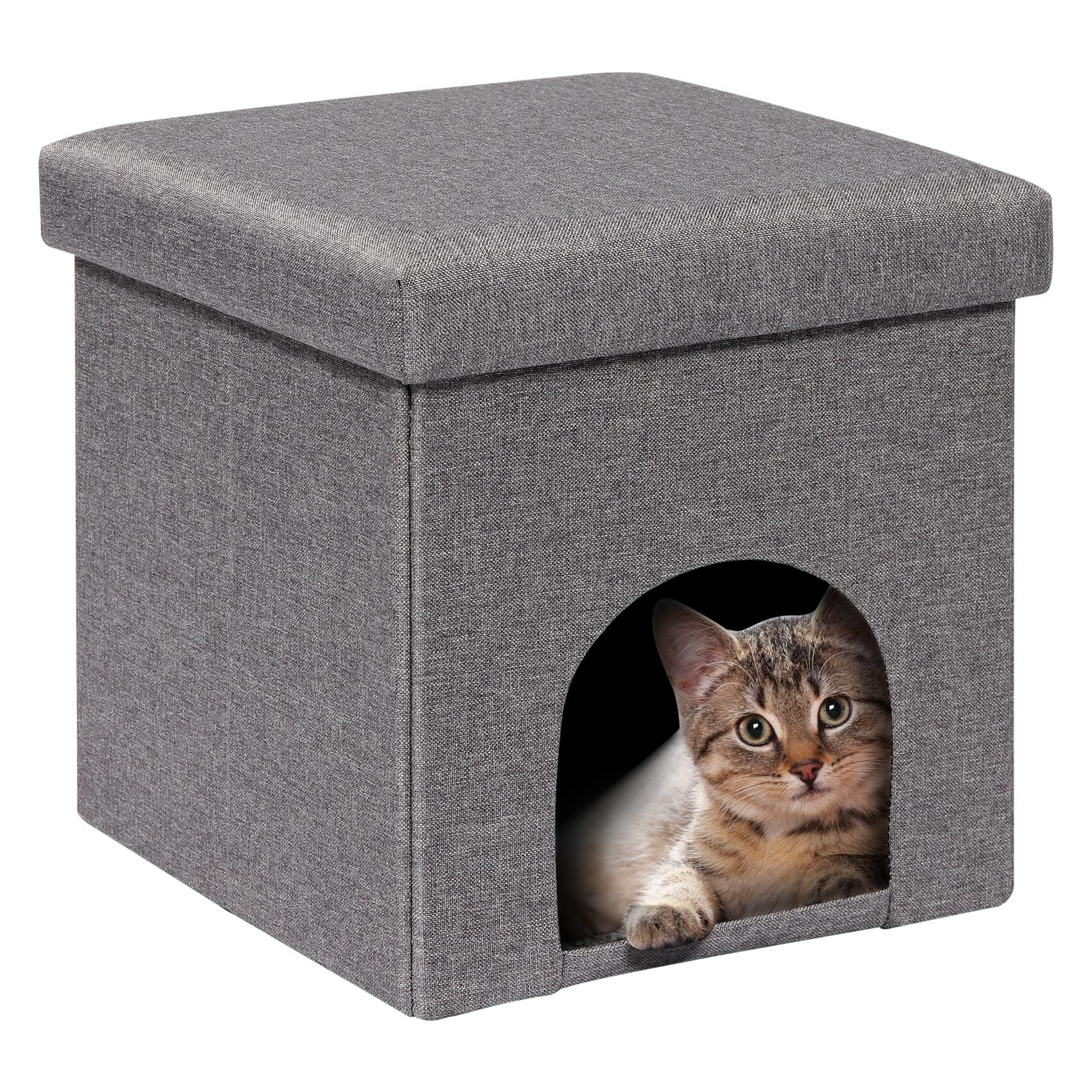 Bonlife Cat Ottoman Bed Box,Folding Cat Cave Beds for Indoor Cats,Cat ...