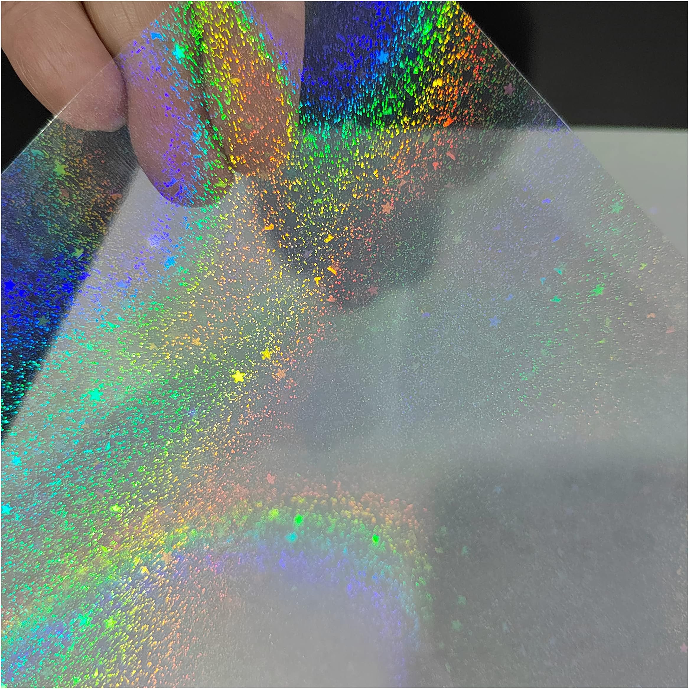 Amazon.com: Colegio 50 Sheets Holographic Sticker Paper Clear Vinyl ...