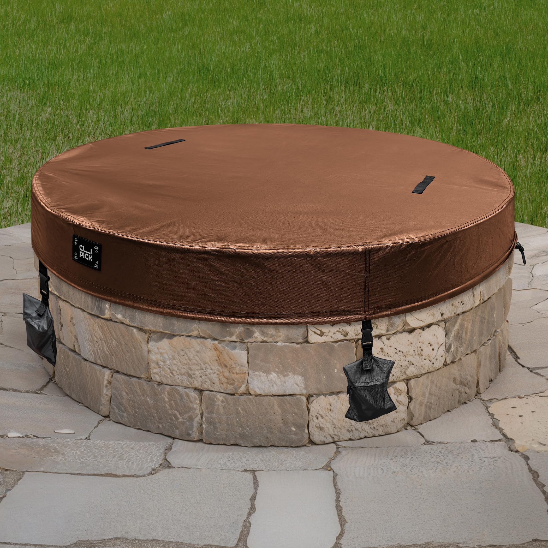 Amazon.com : CUPICK Outdoor Firepit Covers Round,In Ground Fire Pit ...