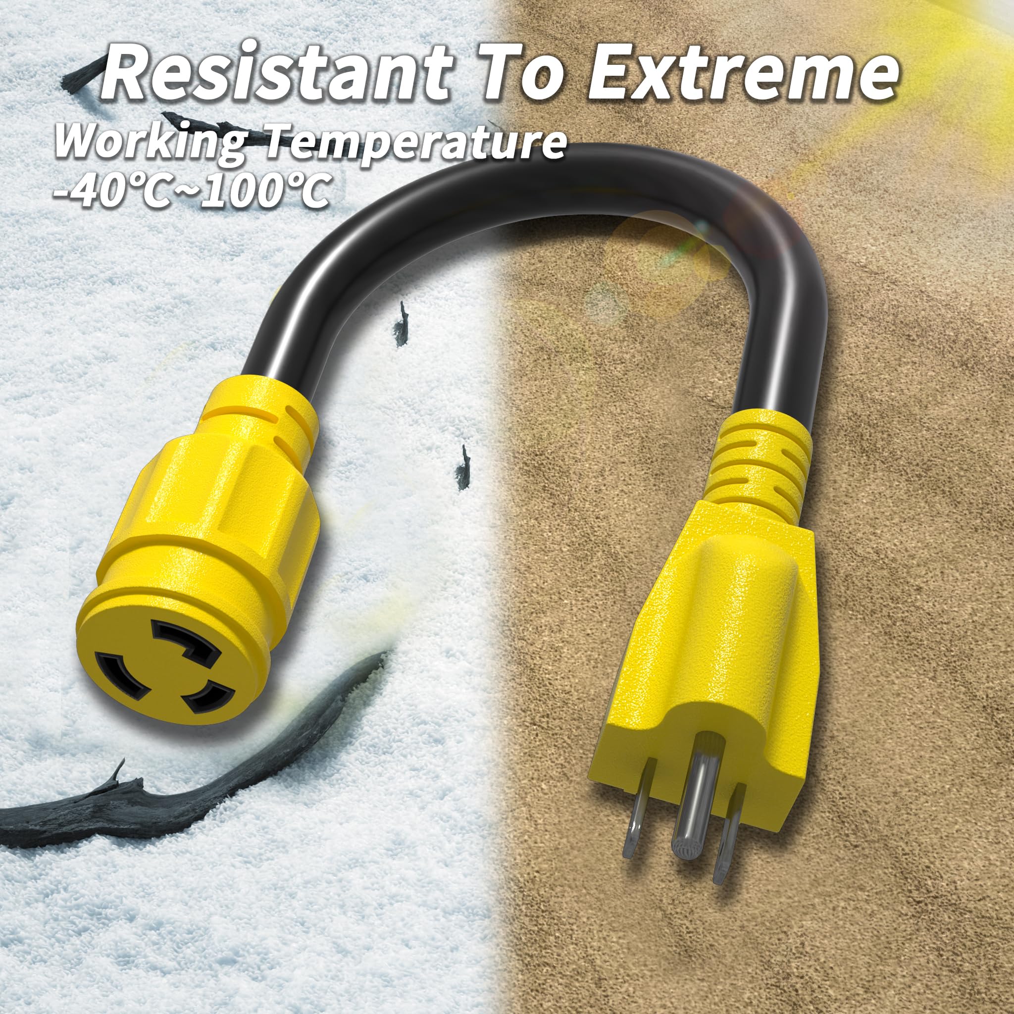 RV Generator Adapter Cord POWGRN 15A To 30A - 1FT 10 Gauge ETL Listed ...