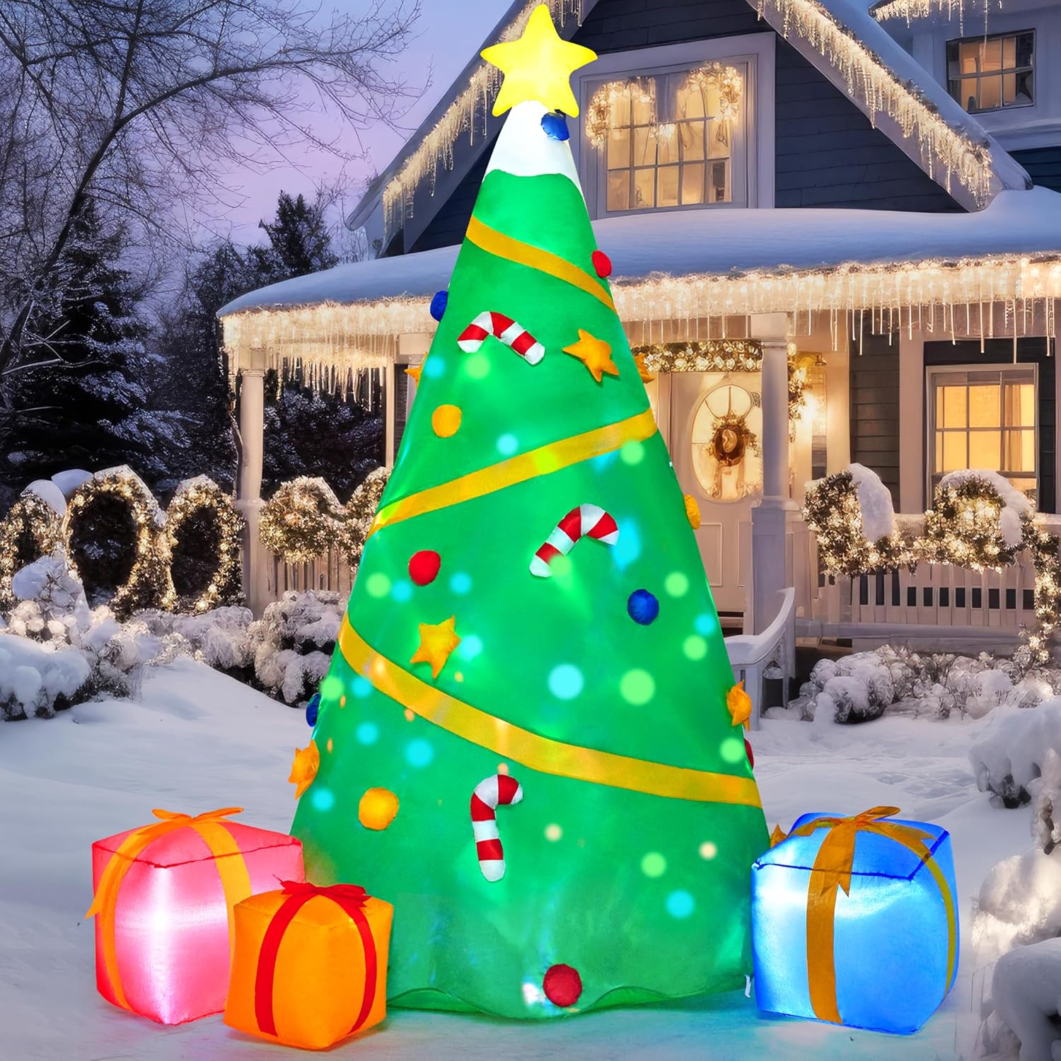 Amazon.com: Joiedomi 8 FT Christmas Inflatable Tree Decoration, Lighted ...