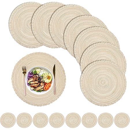 Amazon.com: Round Placemats Braided Circle Placemats 12" Small Circular ...