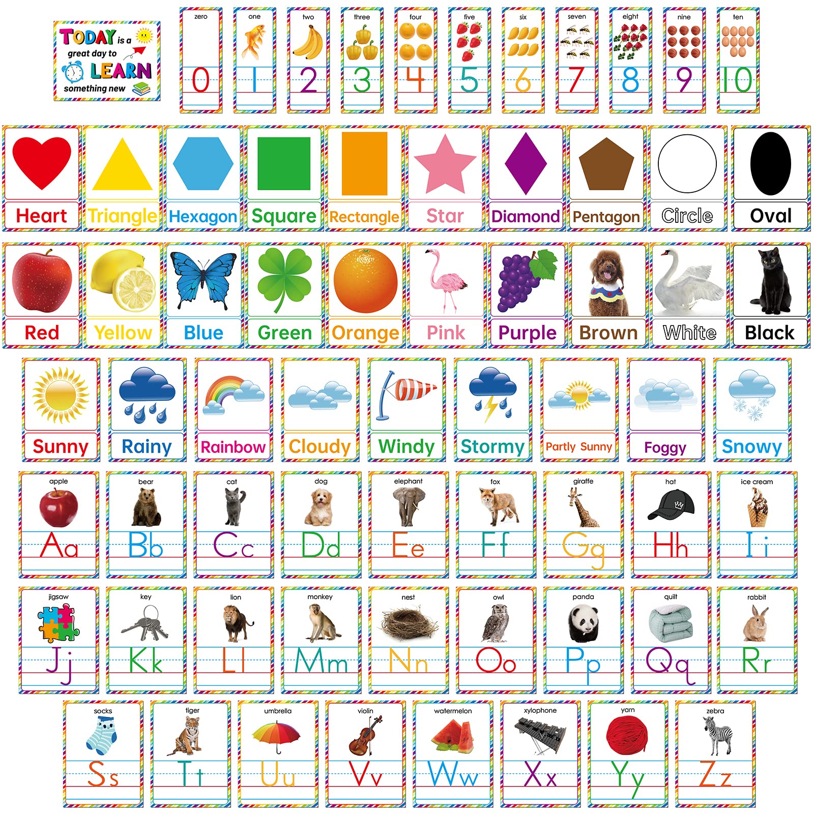 Amazon.com: 67 Pieces Alphabet and Number Bulletin Board Set Manuscript ...
