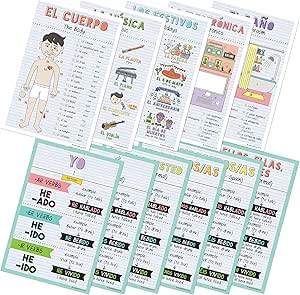 Amazon.com: Quarterhouse Spanish Verbs & Beginner Vocabulary Poster Set ...