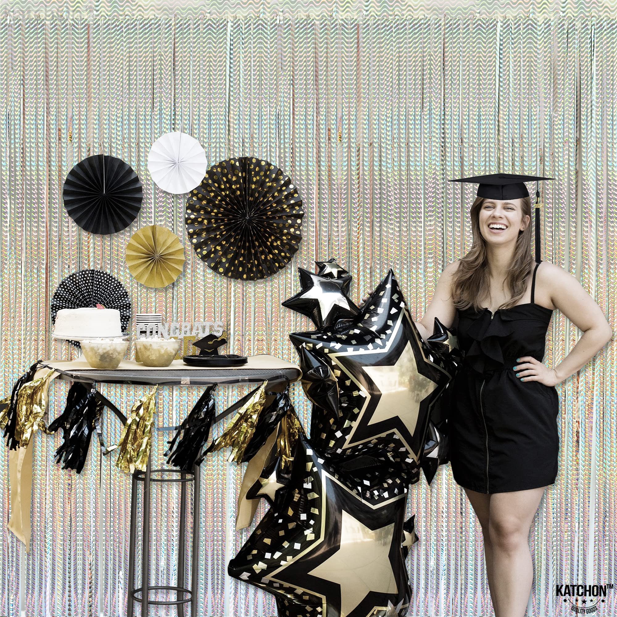 Snapklik.com : XtraLarge, Laser Stripe Silver Fringe - 64x8 Feet, Pack ...