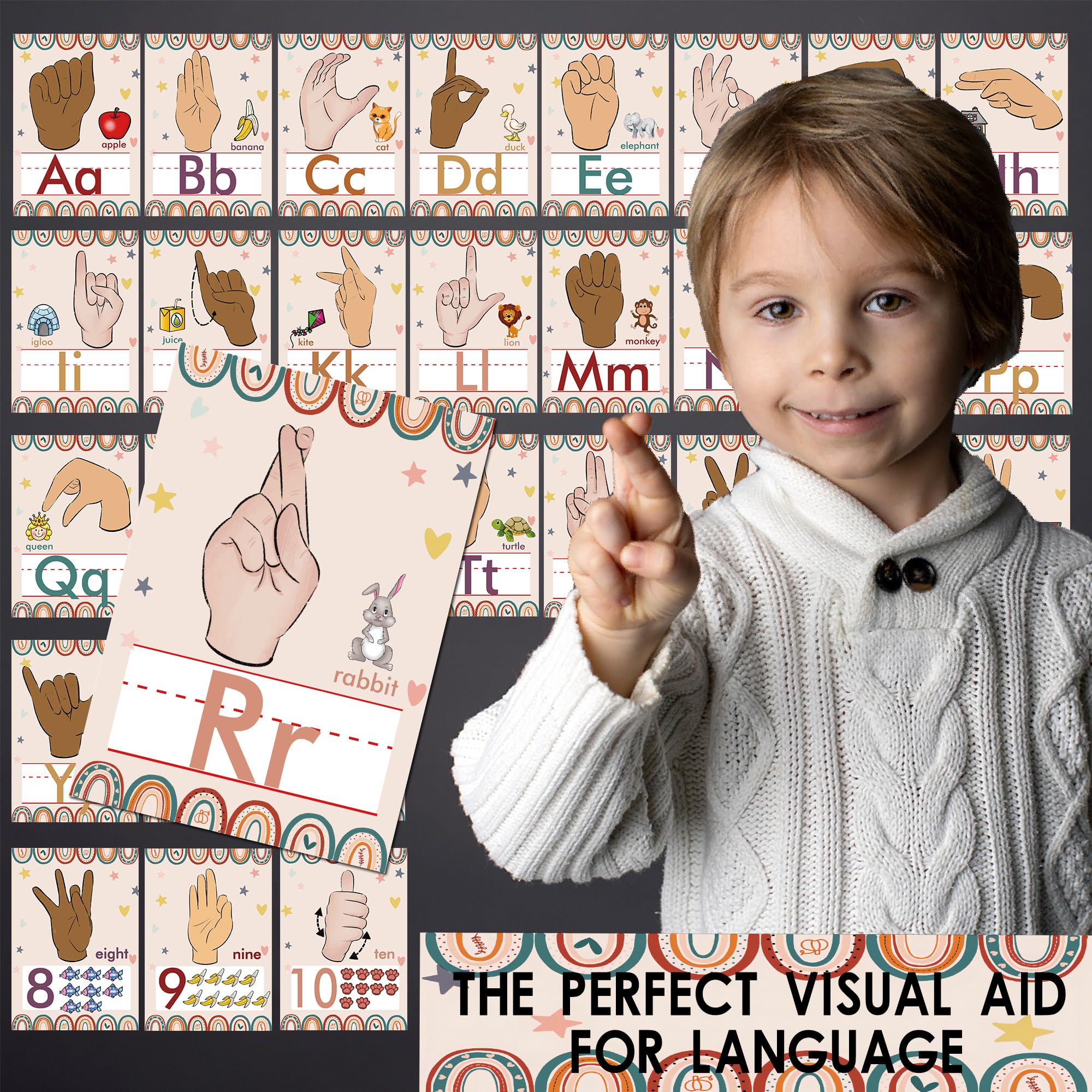 Sign Language Alphabet Poster Gisgfim ASL Bulletin Board Set Alphabet ...