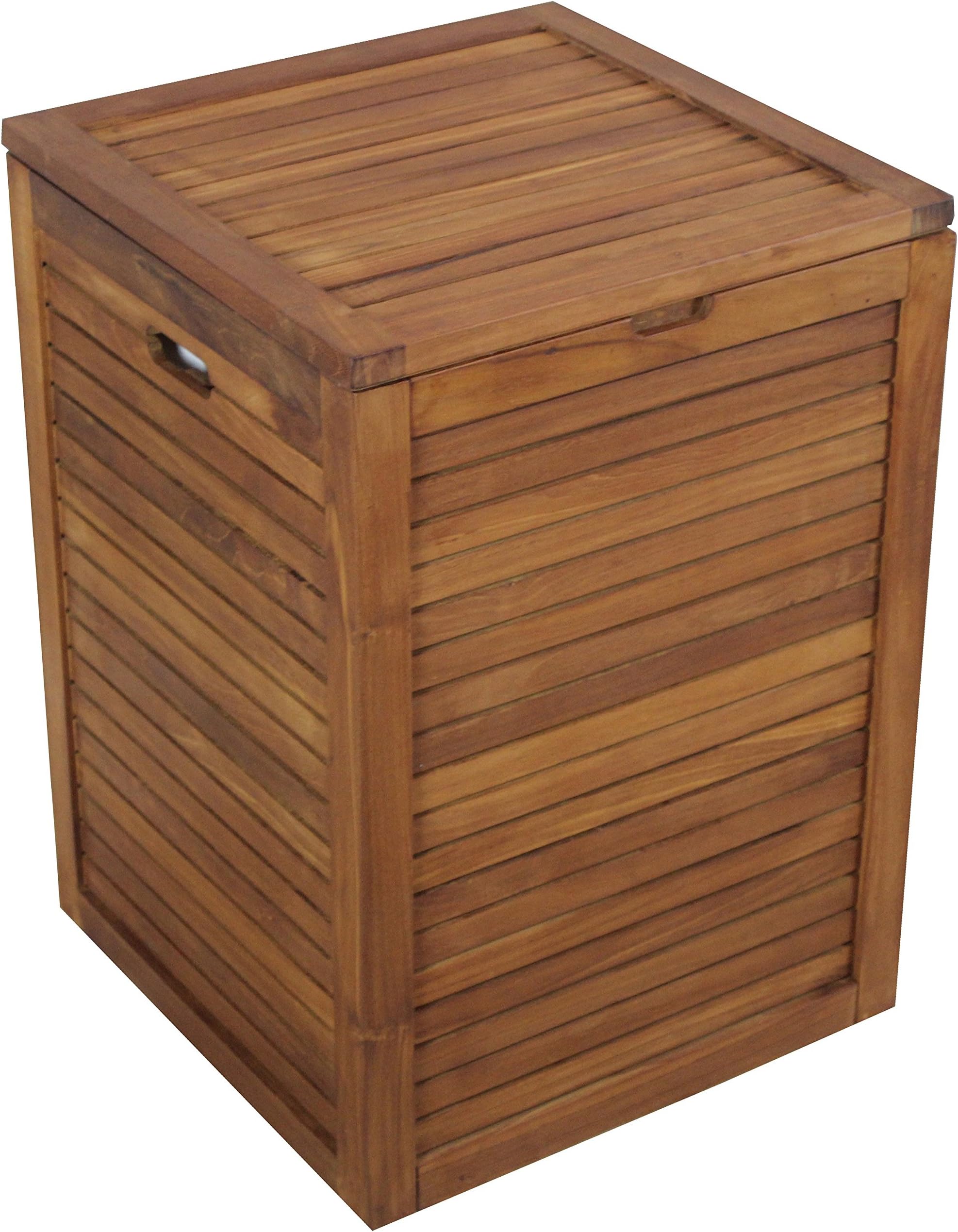 Amazon.com: EcoDecors H-004 Teak Solid Hamper in Natural Teak, 18 inch ...