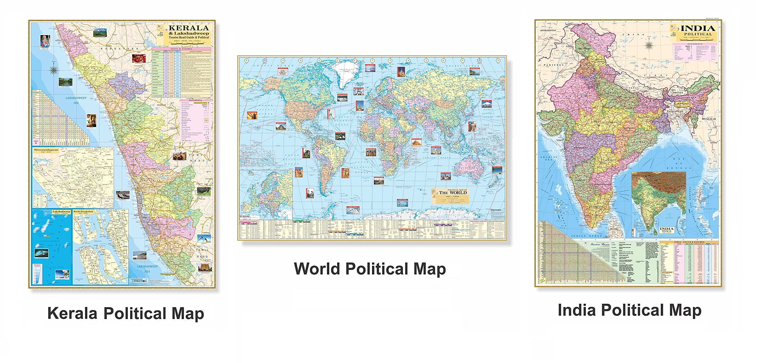 Pack Of 3 Keral Map India Map And World Map | Desertcart Philippines