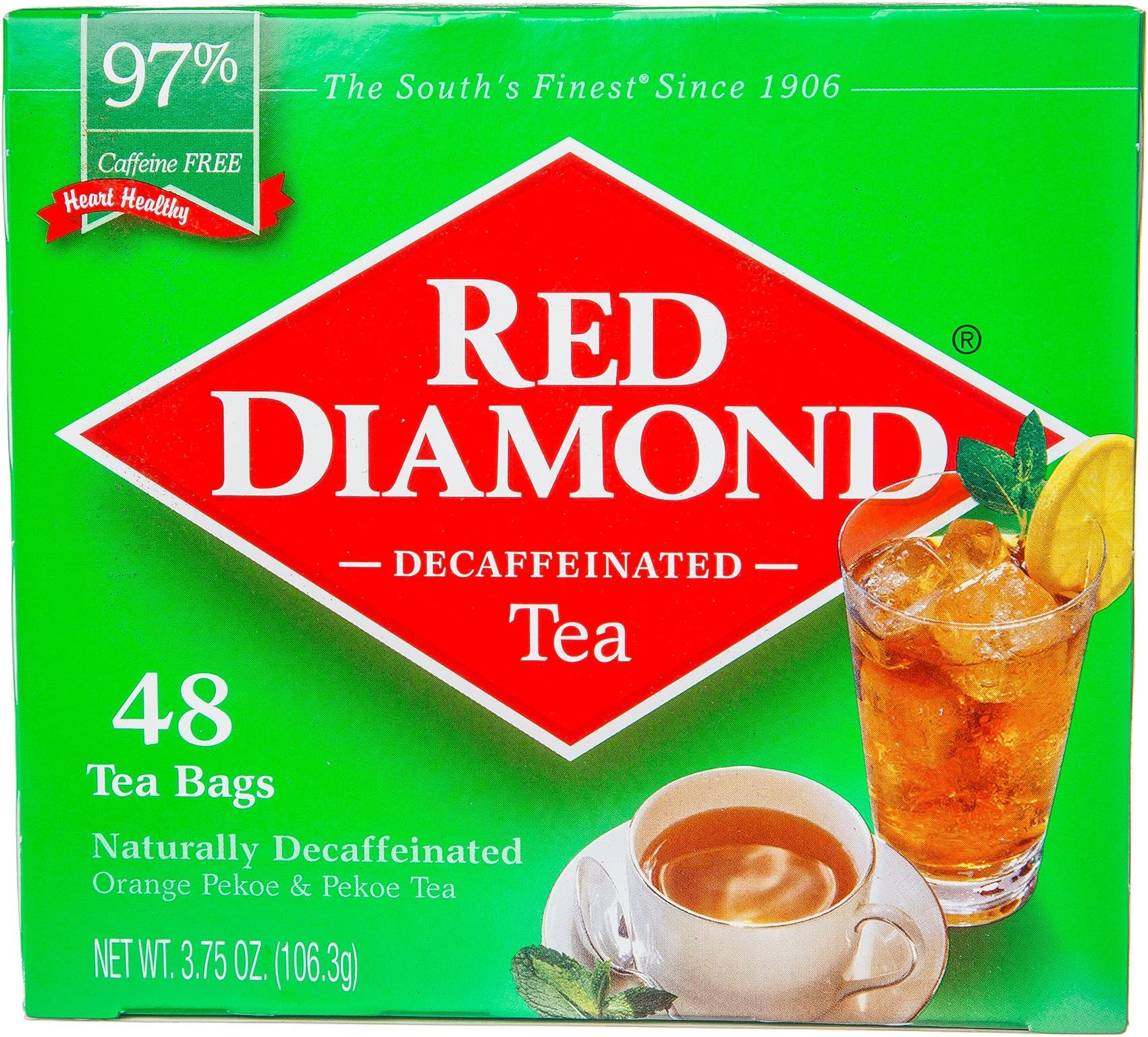 Amazon.com : Red Diamond Tea All Natural 2-24ct Boxes Family Size Pekoe ...