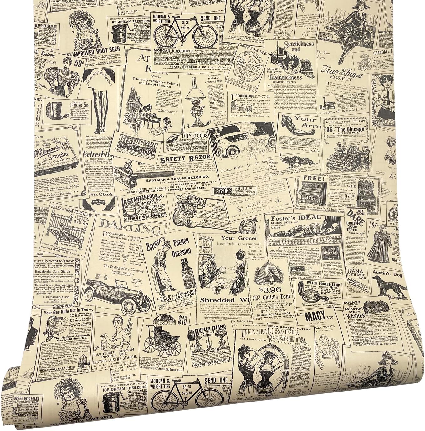 SimpleLife4U Vintage Newspaper Decorative Furniture Paper Vinyl Self ...